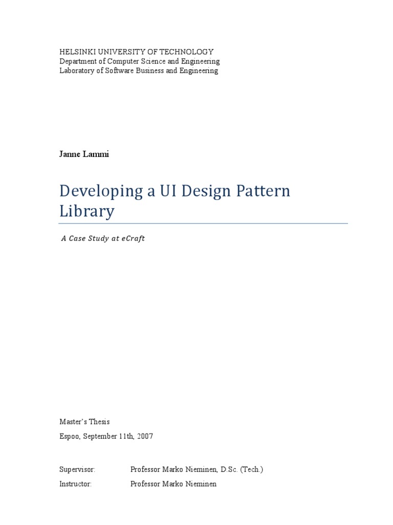Developing A UI Design Pattern Library - A Case Study at Ecraft (Master ...
