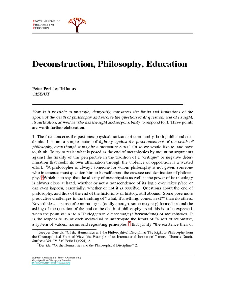 Deconstruction | PDF | Jacques Derrida | Deconstruction
