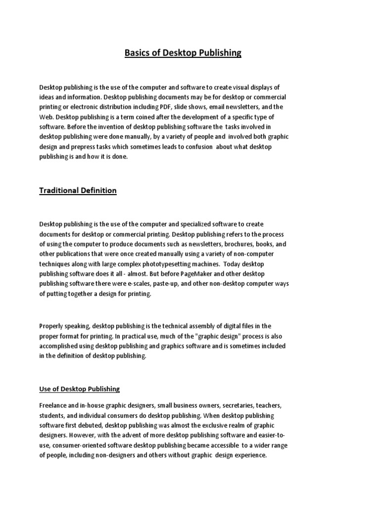 Introduction to Desktop Publishing Basics | PDF | Microsoft Word | Page ...