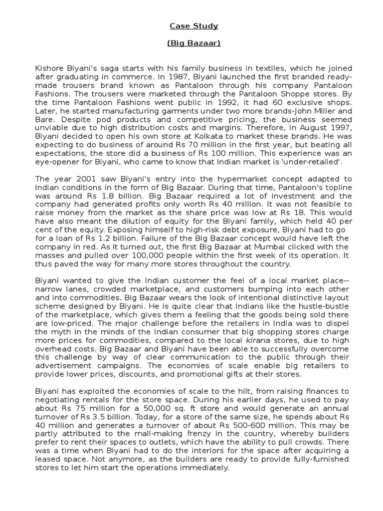 Big Bazaar Case Study | PDF