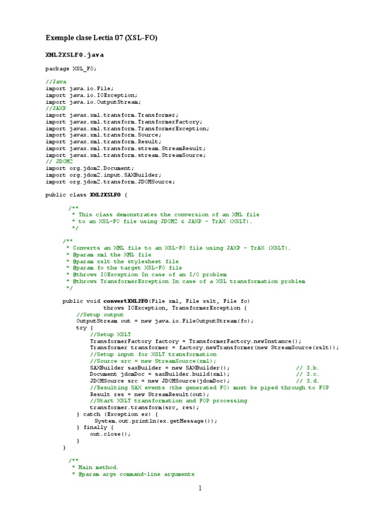 Exemple Clase Lectia 07 | PDF | Xslt | Written Communication