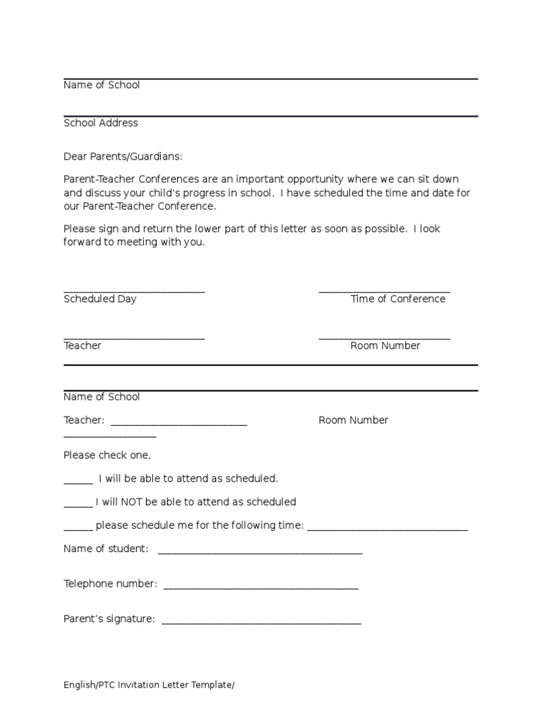 Parent-Teacher Conference Invitation | PDF | Career & Growth
