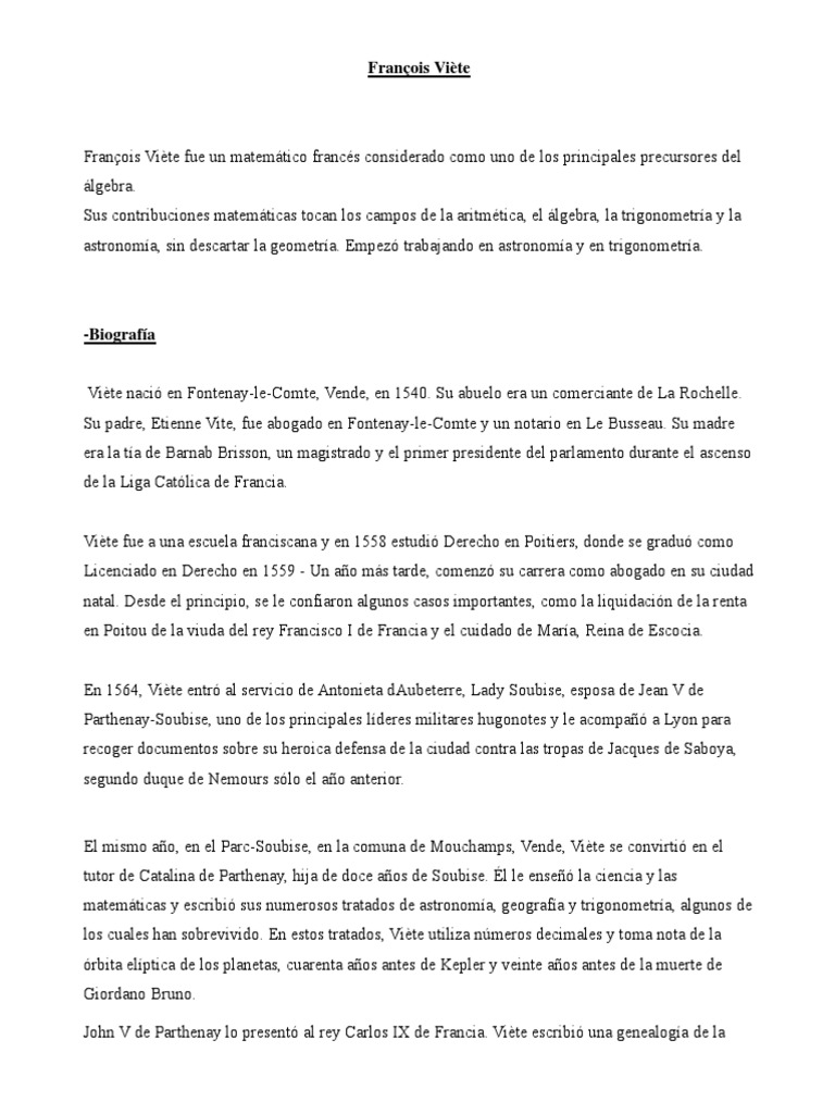 Francois Viete | PDF | Cálculo | Renacimiento
