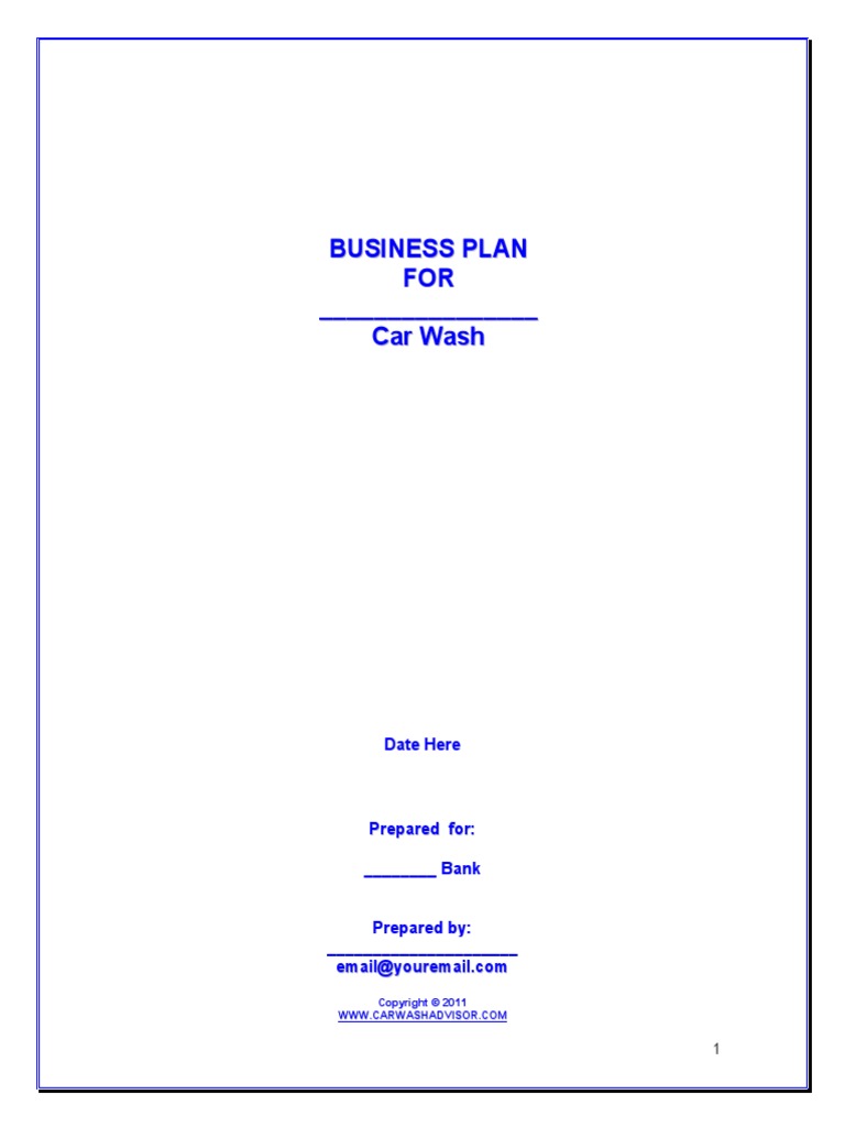 Car Wash Business Plan Template For Download PDF | Download Free PDF ...