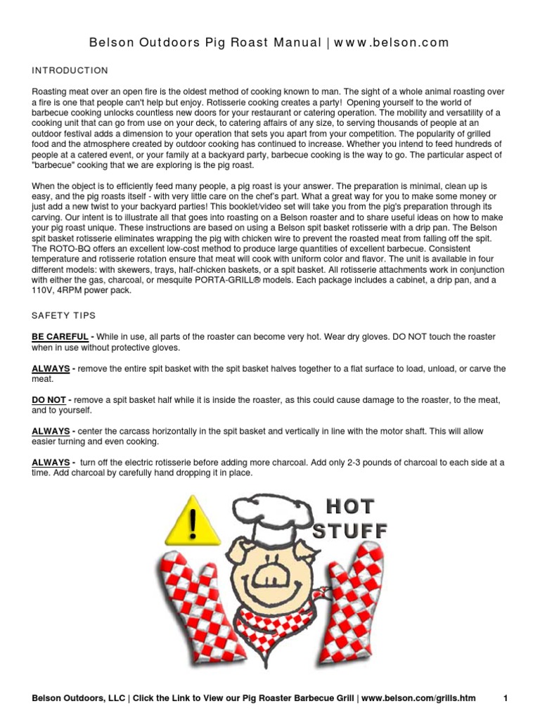 Pig Roast Manual for Belson Grills | PDF | Barbecue | Mustard (Condiment)