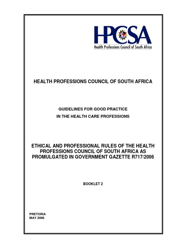 Hpcsa Booklet 2 Generic Ethical Rules With Anexures | PDF | Dietitian ...