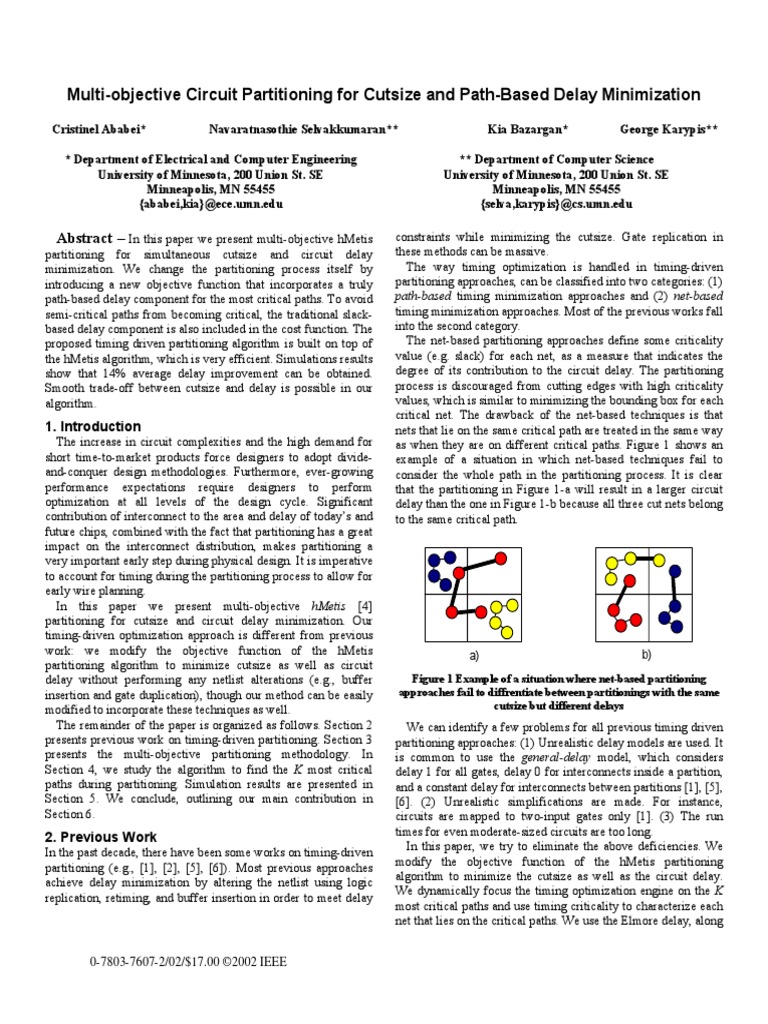 Multi-Objective Circuit Partitioning For Cutsize and Path-Based Delay Minimization | PDF ...