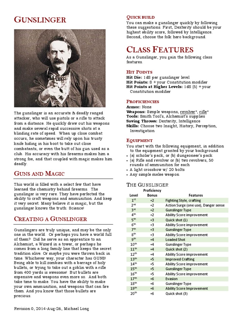 Gunslinger - Class | PDF | Gunfighter | Rifle
