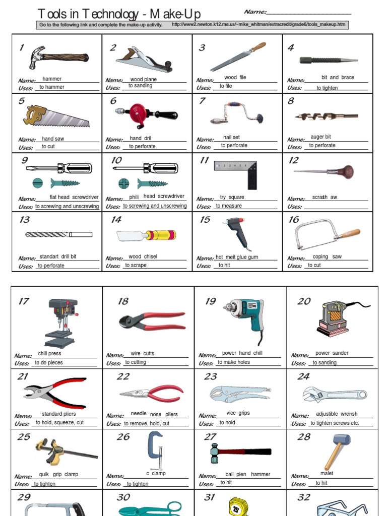 Tools Makeup Worksheet Nombres Pdf 6518