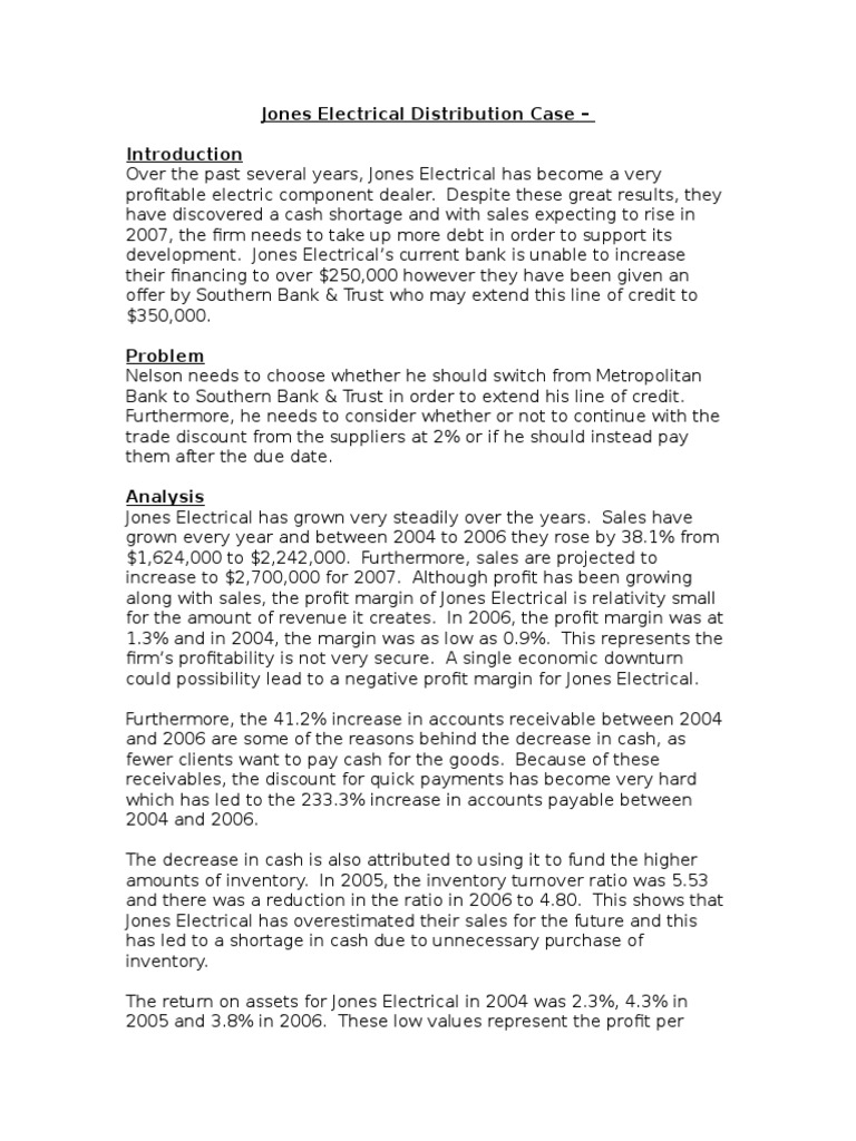 Jones Electrical Case Study Solution | PDF | Revenue | Discounting