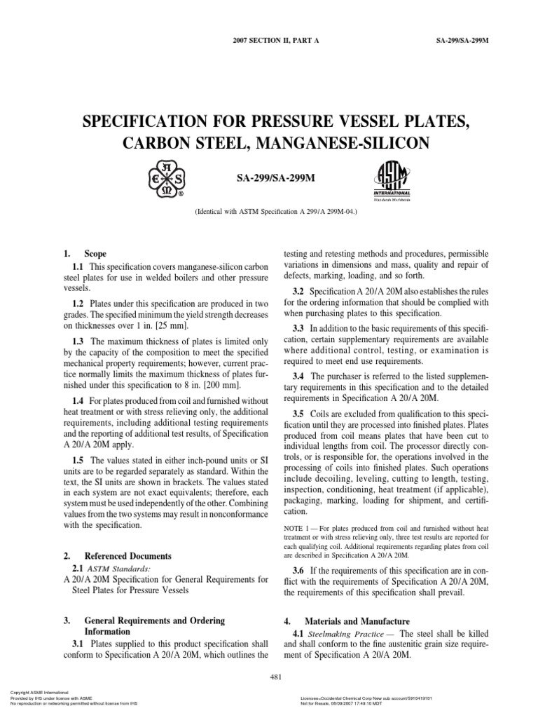 Asme Section II A Sa-299 Sa-299m | PDF | Structural Steel | Specification (Technical Standard)