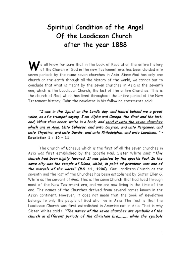 Spiritual Condition of The Angel of The Laodicean Church After The Year ...
