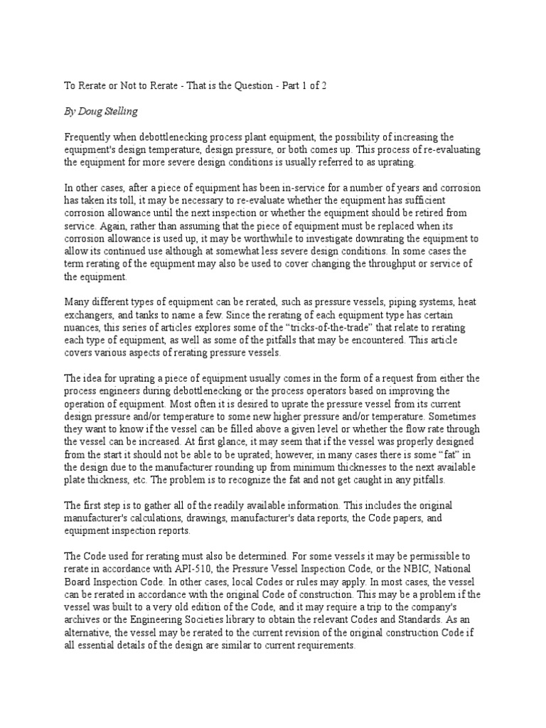 To Rerate or Not To Rerate | PDF | Heat Exchanger | Stress (Mechanics)