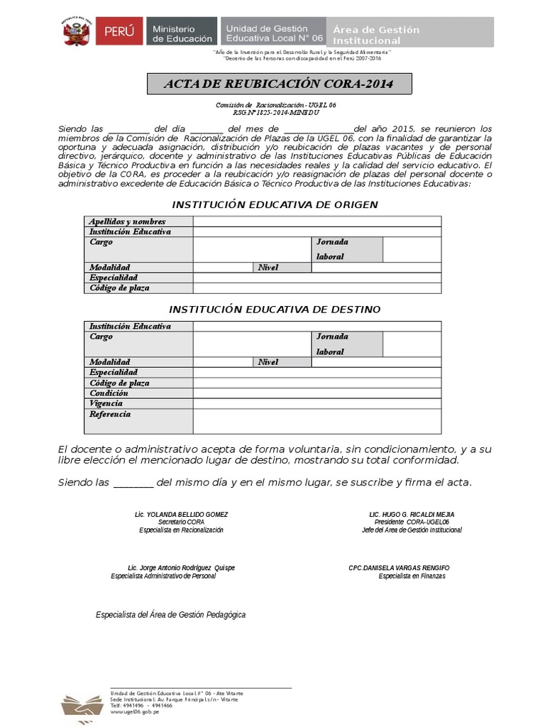 Acta de Reubicación RAC-2014 | Maestros | Negocios (general) | Prueba gratuita de 30 días | Scribd