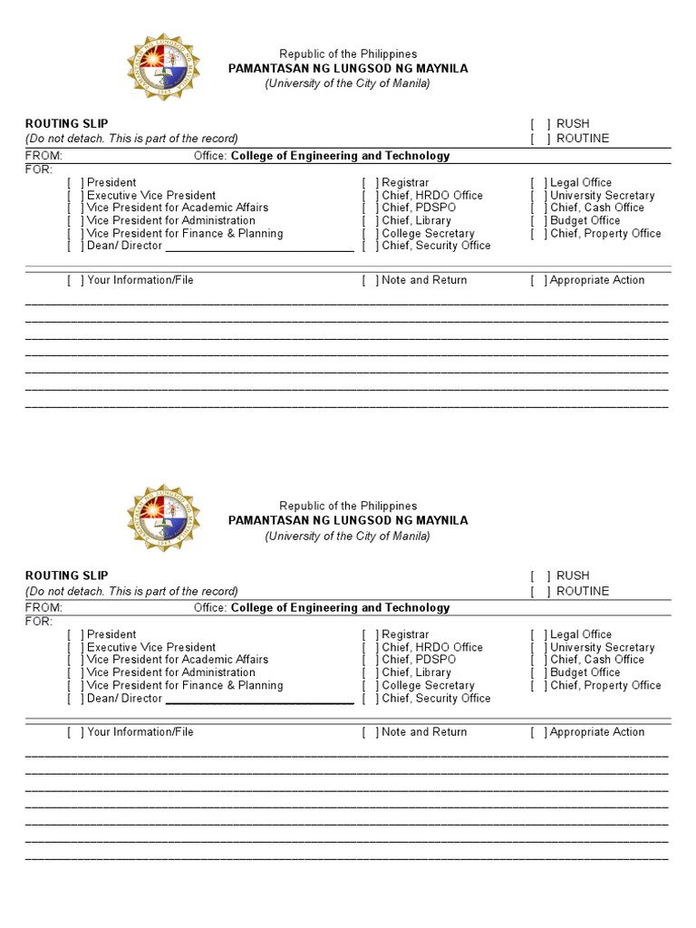 Routing Slip | PDF | Manila | Government