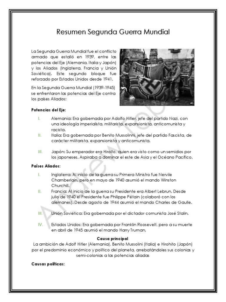 Resumen Segunda Guerra Mundial | PDF | Aliados de la Segunda Guerra ...