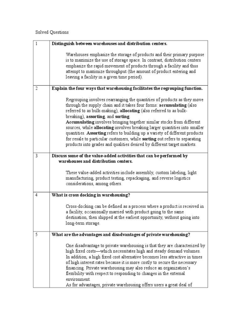 Solved Questions | PDF | Warehouse | Occupational Safety And Health ...