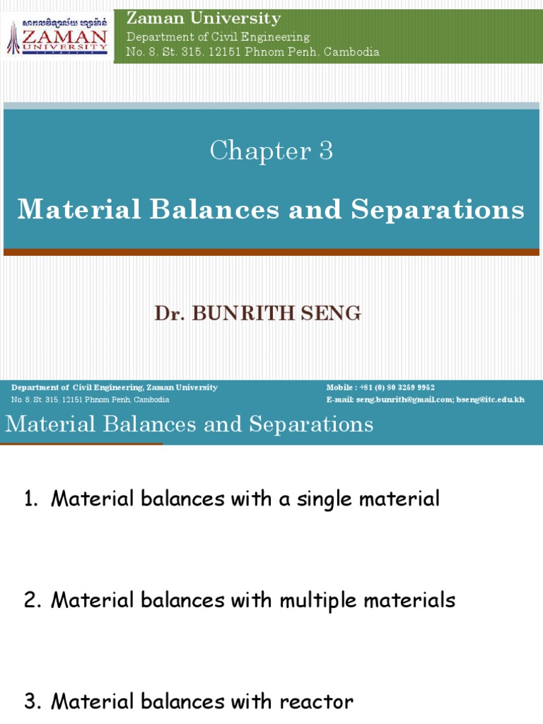 Chapter 3. Material Balances and Separations | PDF | Sanitary Sewer ...