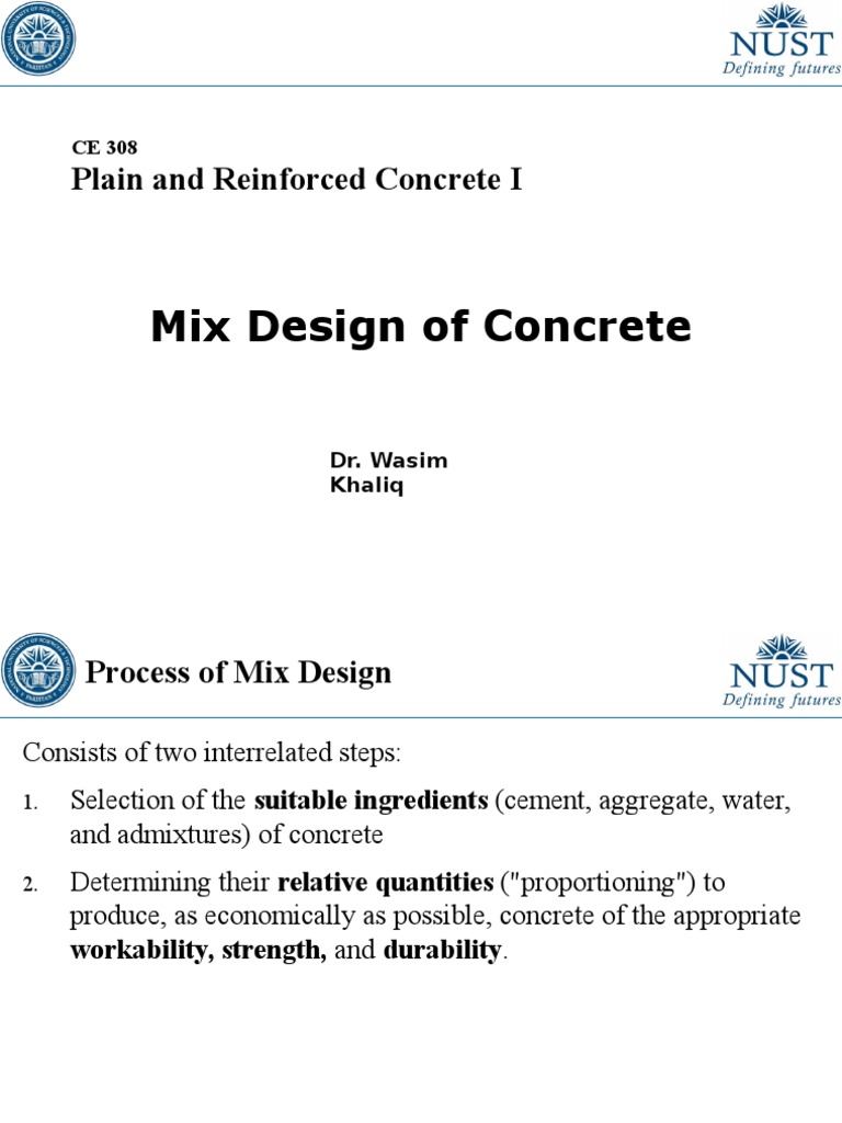 CE 308 Lec 9 Mix Design of Concrete | PDF | Construction Aggregate ...