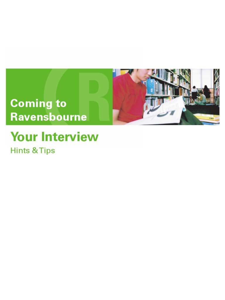 Your Interview: Coming To Ravensbourne | PDF | Interview | University ...