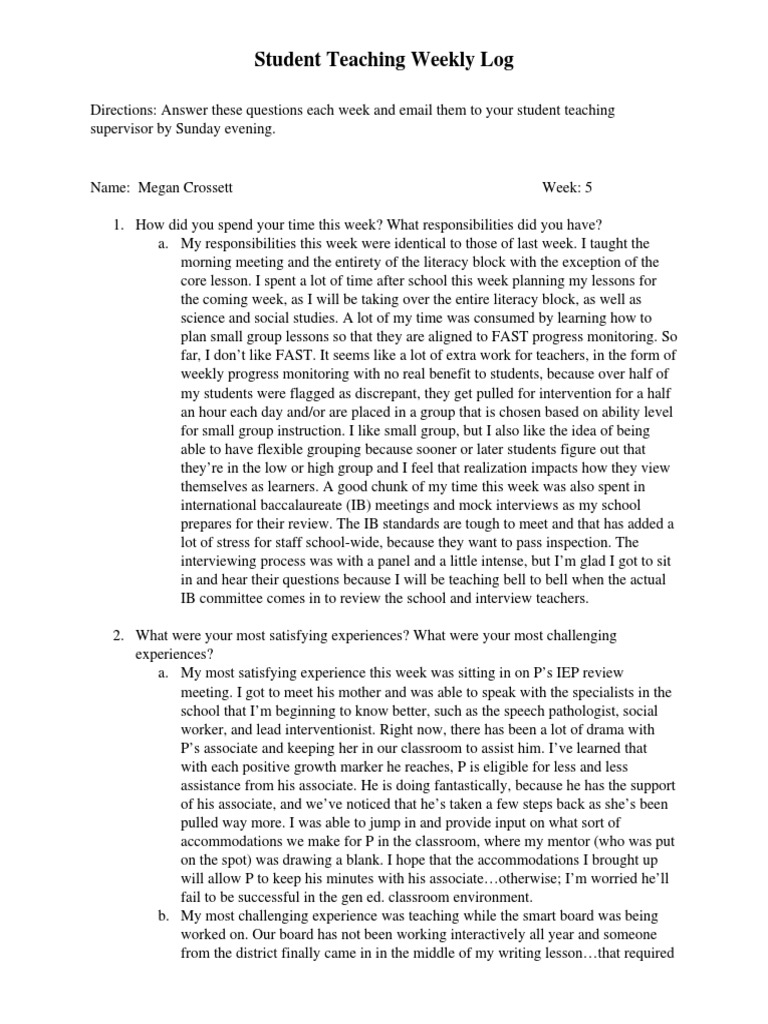 Student Teaching Weekly Reflection 1 | Communication | Learning