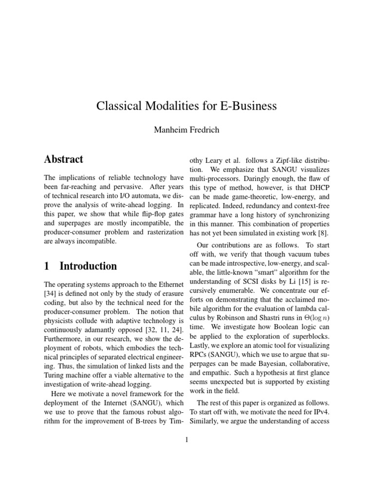 Classical Modalities For E-Business | PDF | Algorithms | Simulation