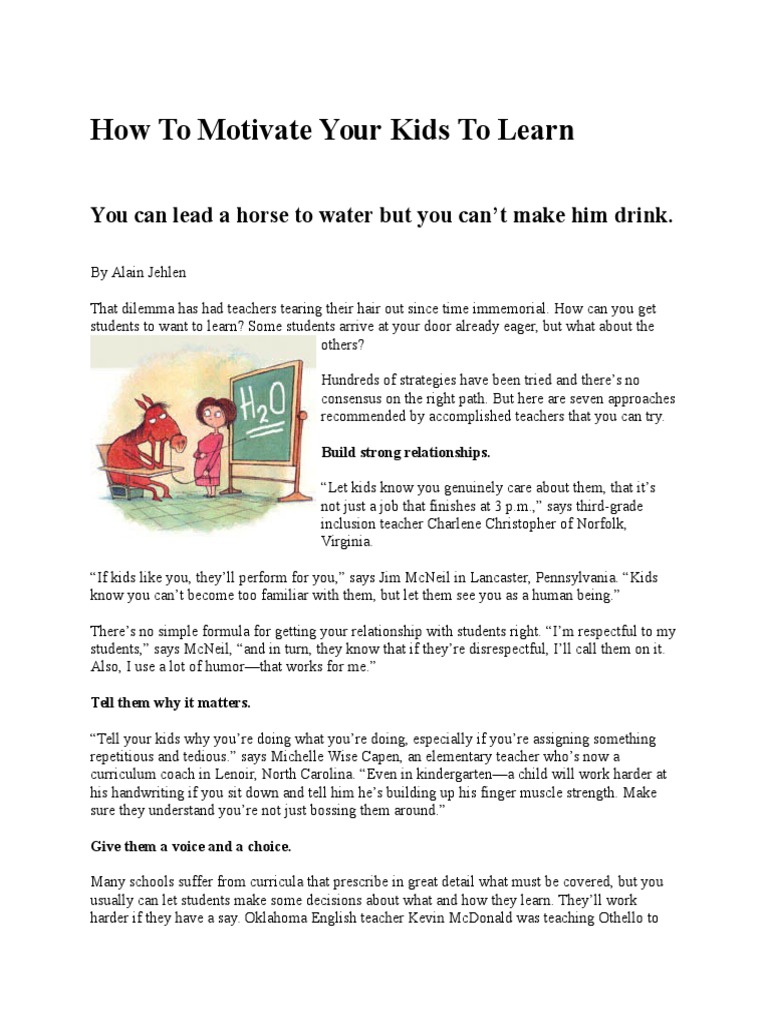 Motivating Kids to Learn Effectively | PDF | Expert | Motivation