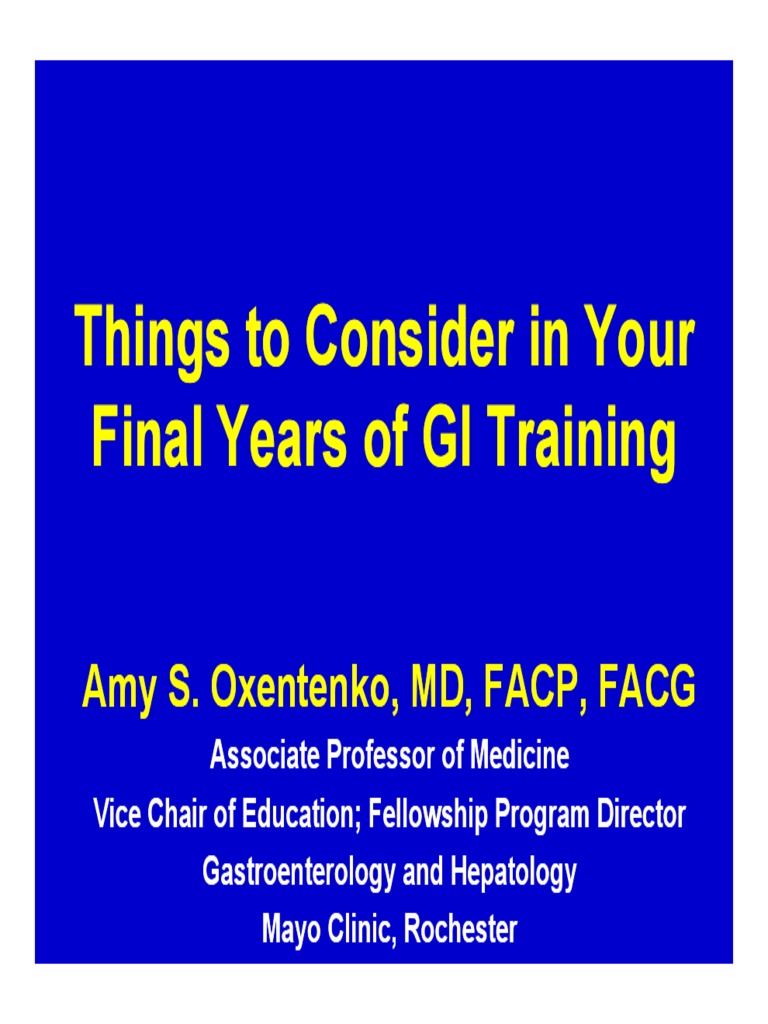 Thing To Consider in Your Final Year of GI Training | PDF | Medicine ...