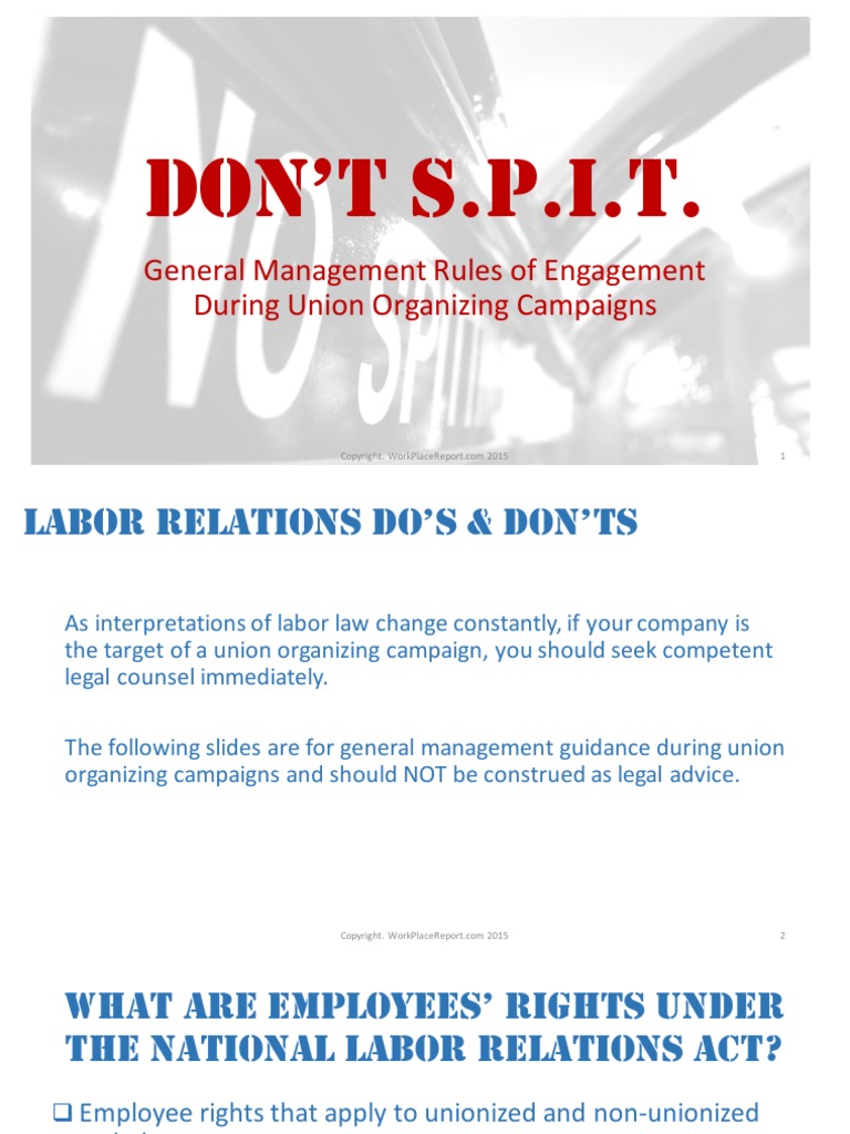 Don't S.P.I.T. - General Management Rules of Engagement During Union ...