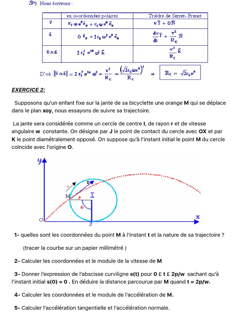 Calcul du rayon de courbure d'une trajectoire | PDF | Sciences et ...