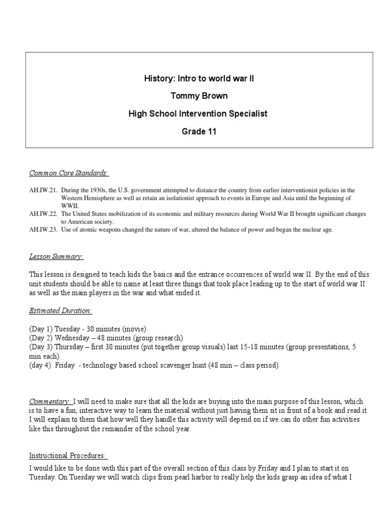 Lesson Plan: History | PDF | Quiz | Differentiated Instruction