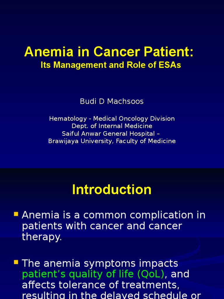 Treating Anemia in Cancer Patients with ESAs | PDF | Anemia | Cancer