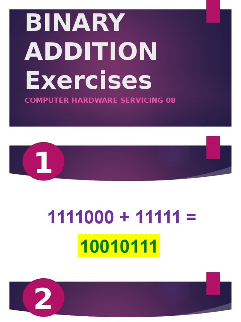 Binary Addition Exercises Guide | PDF | Finance & Money Management