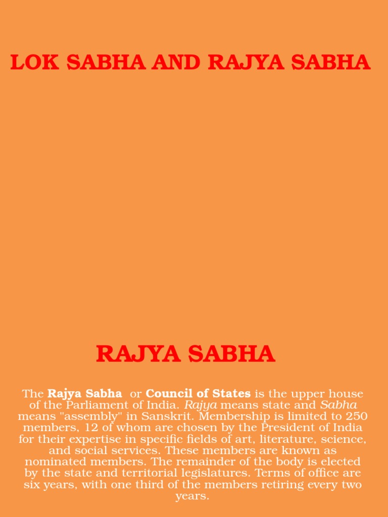 Lok & Rajya Sabha | PDF | Government Institutions | Social Institutions