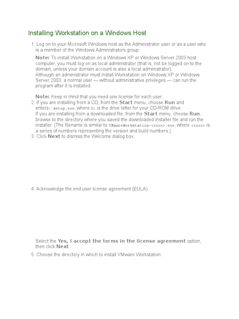 Installing Workstation On A Windows Host | Download Free PDF | Installation (Computer Programs ...