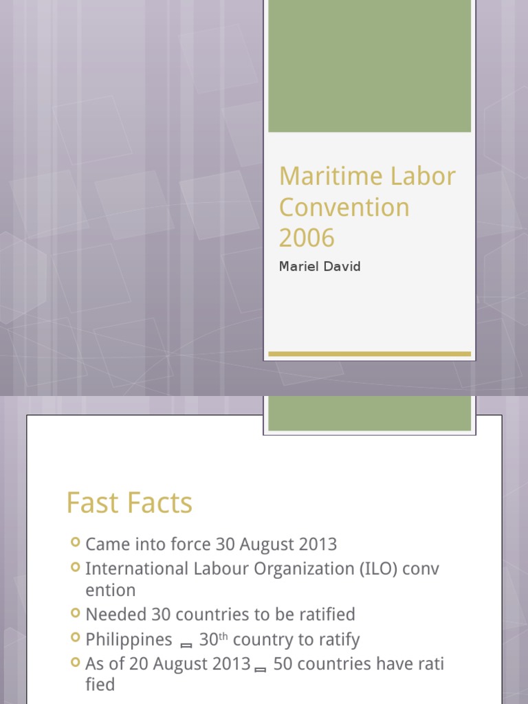 Maritime Labour Convention 2006 | PDF | Sailor | International Labour ...