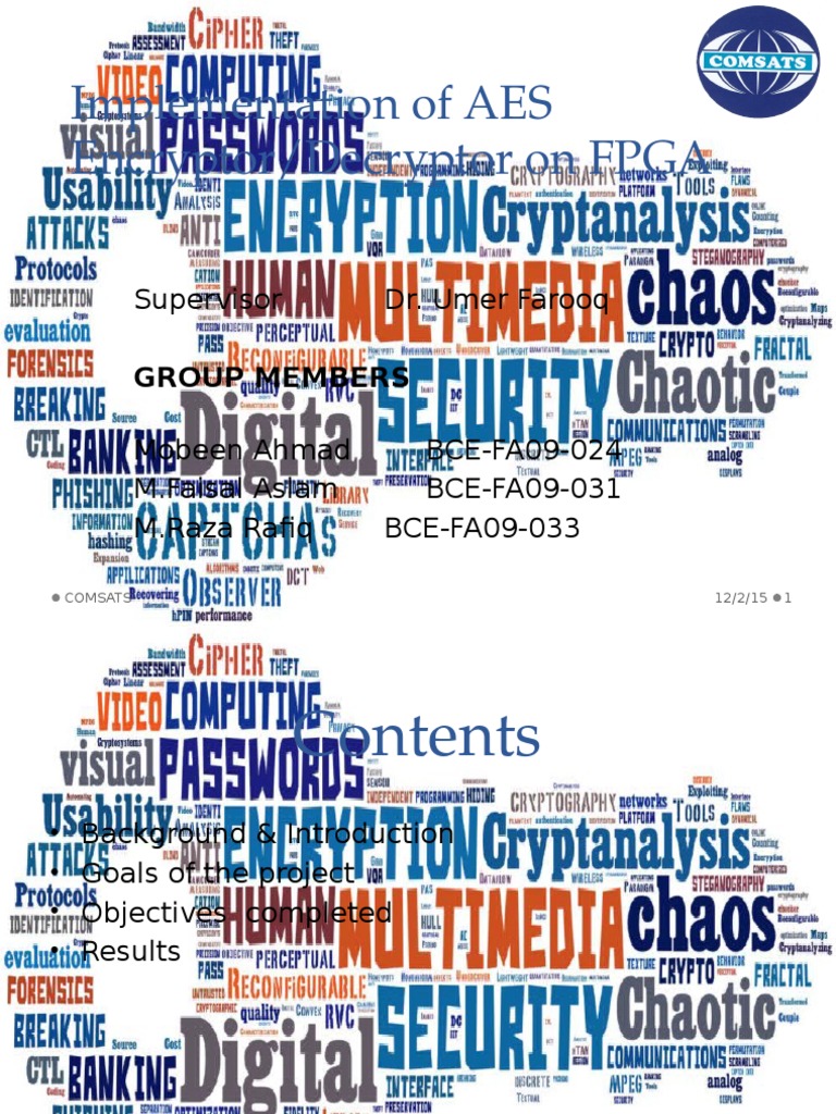 Implementation of AES Encryptor/Decryptor On FPGA: Supervisor Dr. Umer ...