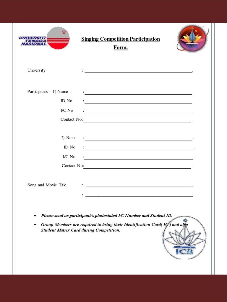Singing Competition Participation Form | PDF | Technology & Engineering