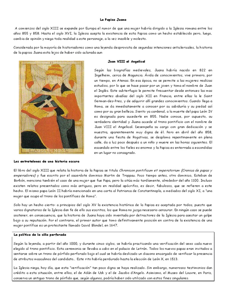La Historia de la Papisa Juana | PDF | Papa | católico romano