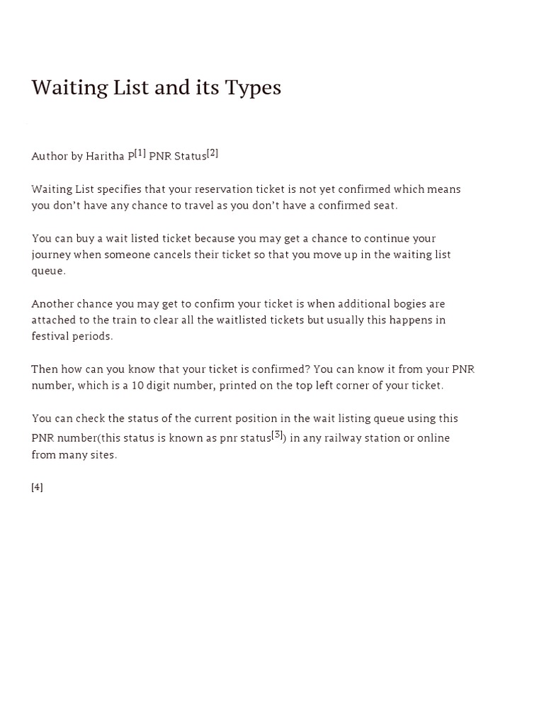 Waiting List and Its Types | PDF