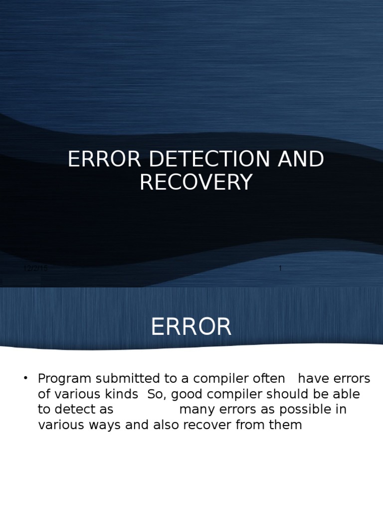 Error Detection - Recovery | Download Free PDF | Parsing | Compiler