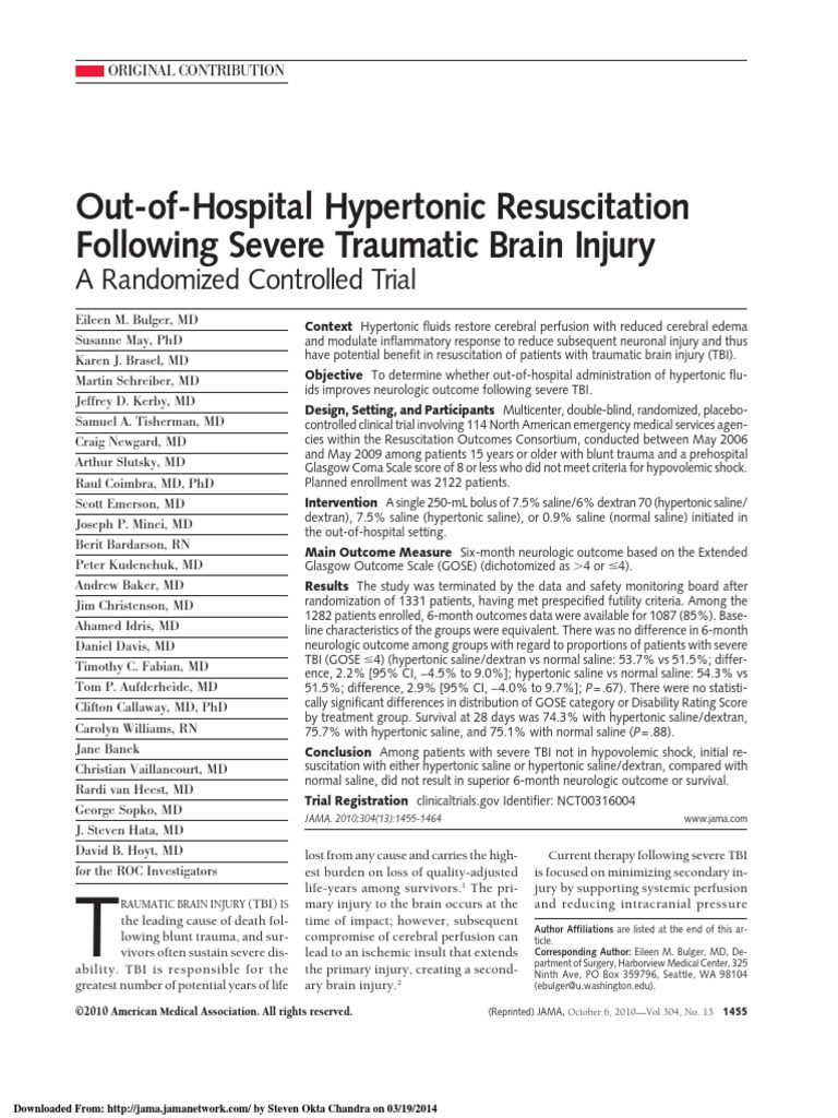 Bulger Et Al - 2010 - Out-Of-Hospital Hypertonic Resuscitation ...