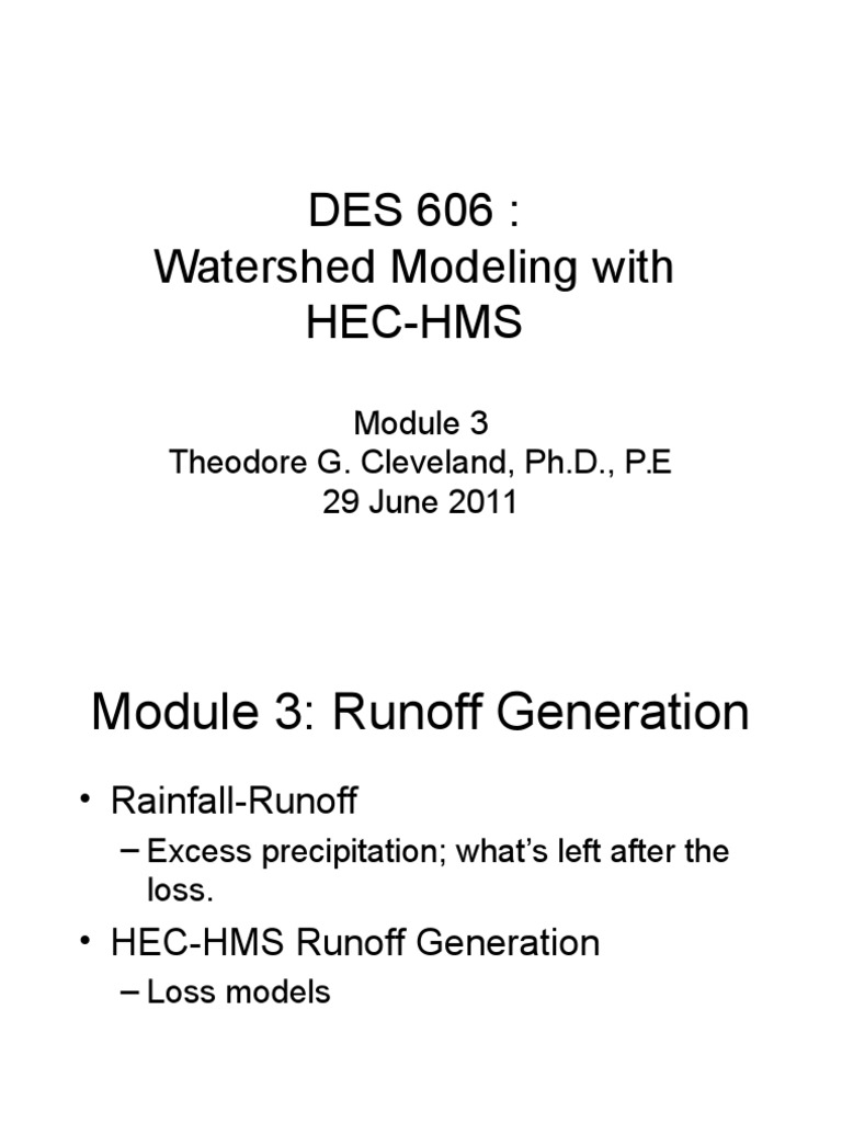 Modeling Watershed Runoff with HEC-HMS Loss Models | PDF | Surface ...