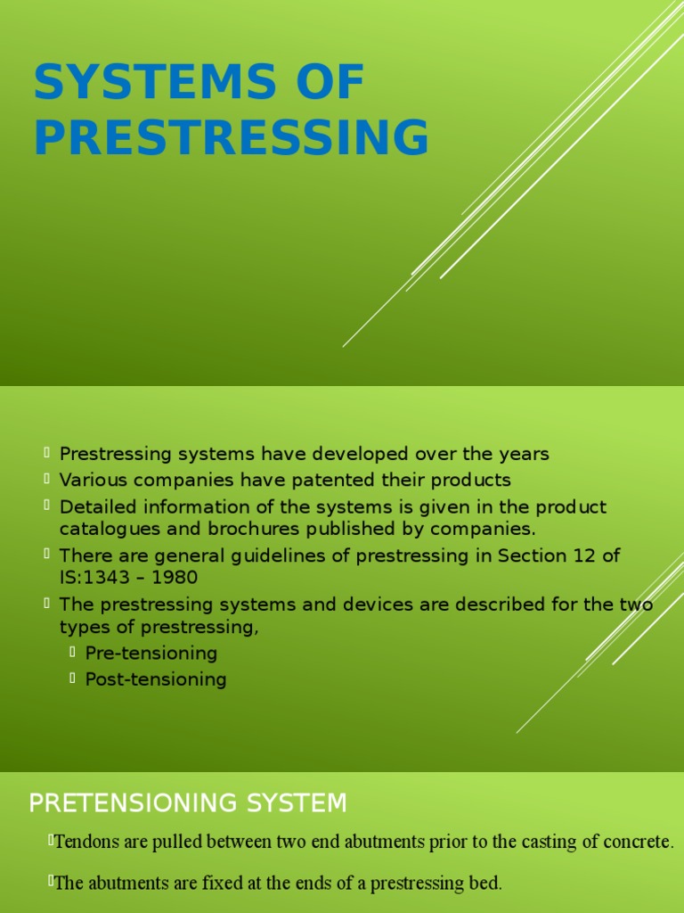 Overview of Prestressing Systems | PDF | Prestressed Concrete | Building