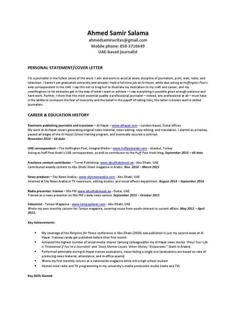 Ahmed Samir Salama CV Final | PDF | News | United Arab Emirates