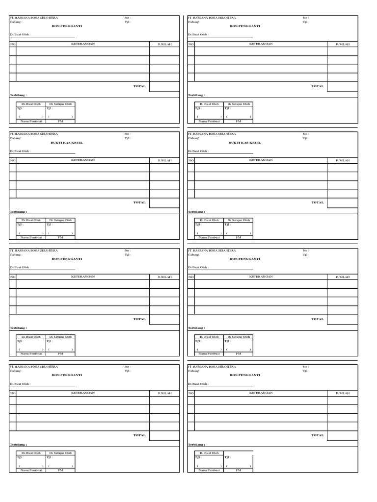 Form Bon Pengganti | PDF