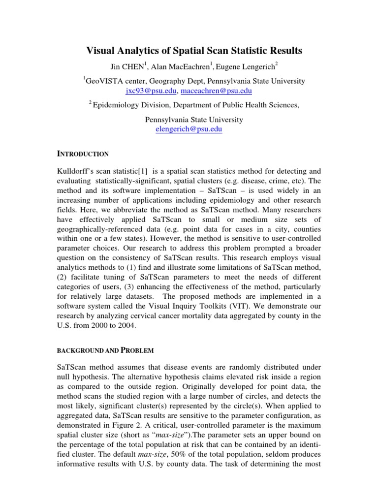 Visual Analytics of Spatial Scan Statistic Results: Jxc93@psu - Edu ...
