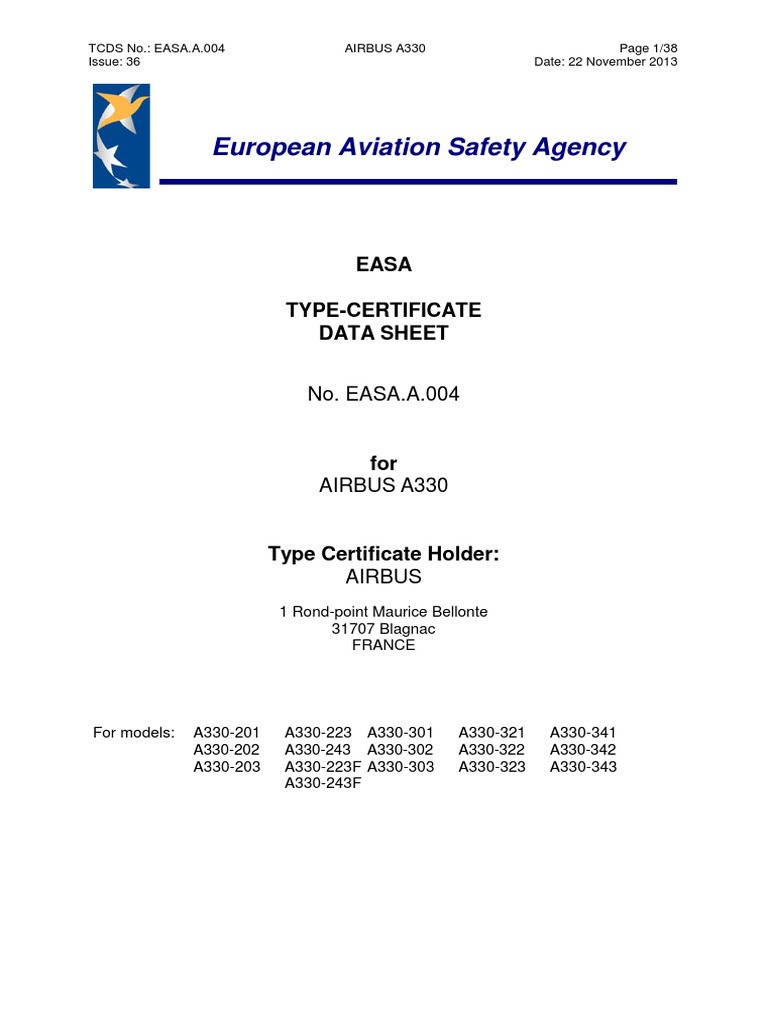 European Aviation Safety Agency: Easa Type-Certificate Data Sheet | PDF ...