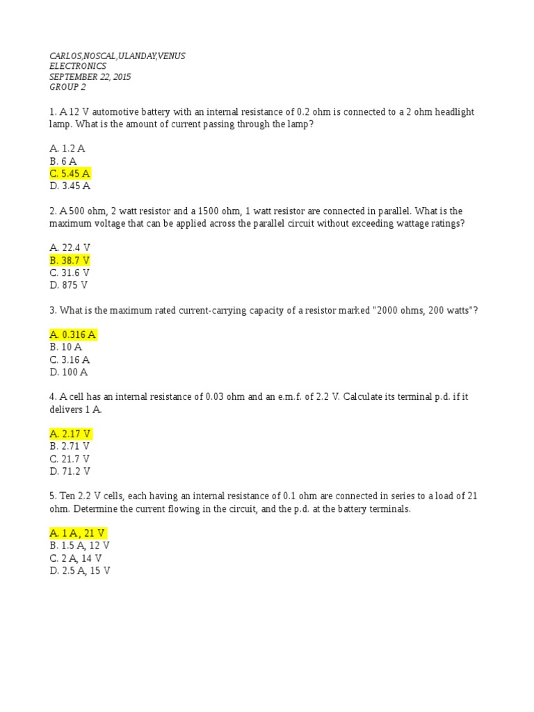 Review of Fundamental Electronics Concepts Covering Direct Current ...