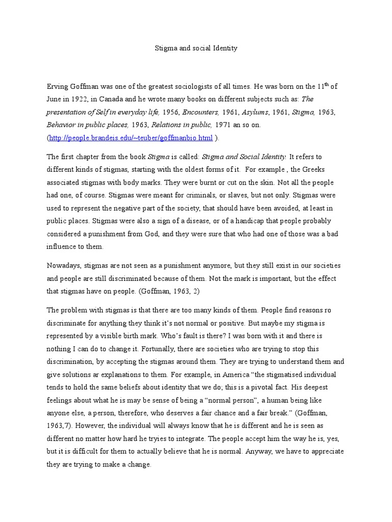 Goffman's Insights on Stigma and Identity | PDF | Social Stigma | Society
